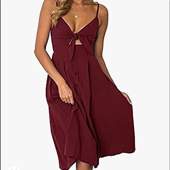 Ecowish | Dresses | Ecowish Midi Dress Keyhole Front Tie Front Smocked ...